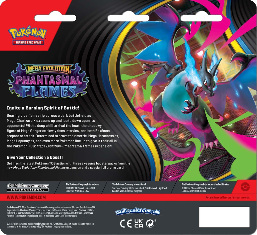 Pokemon: TCG - Mega Evolution - Phantasmal Flames Three Booster Bliste ...